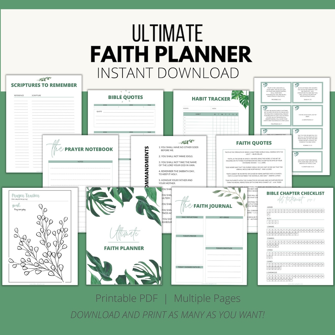 Ultimate Faith Planner Printable Bundle, Prayer Journal, Bible Reading ...