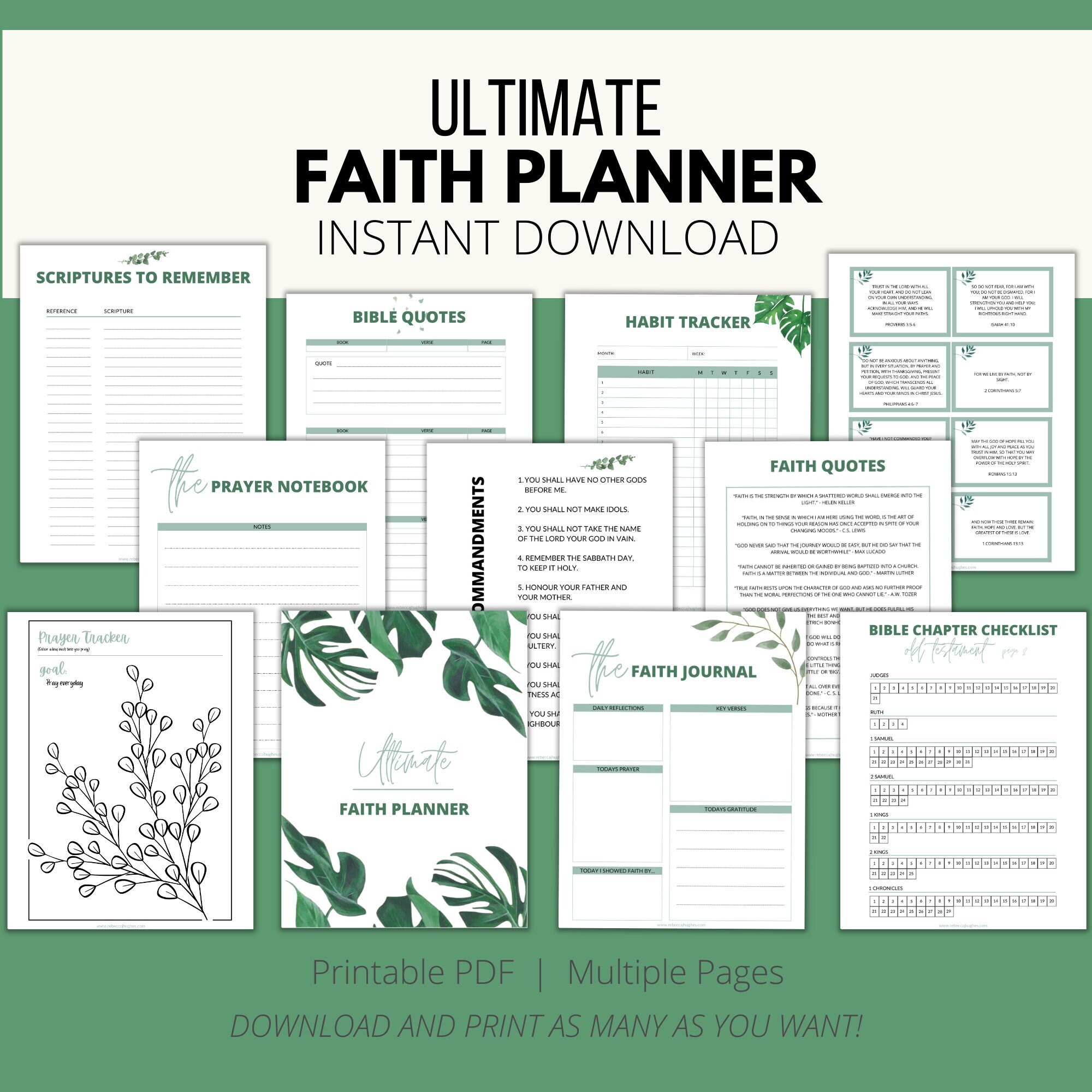 Ultimate Faith Planner Printable Bundle, Prayer Journal, Bible Reading ...