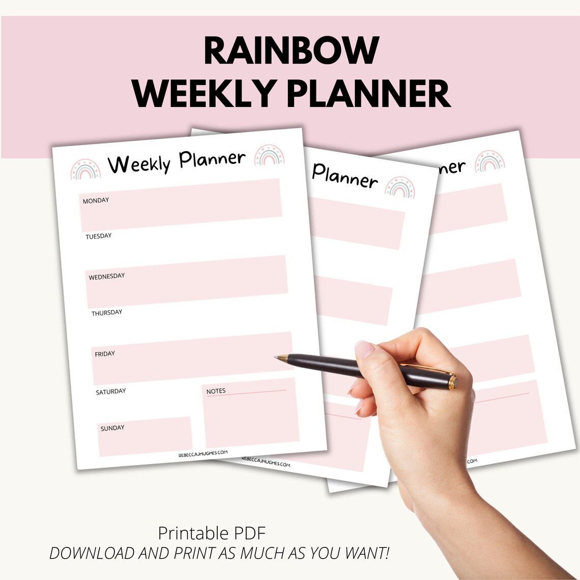 Weekly Planner Printable, 7 Day Weekly Schedule, Week at a Glance ...