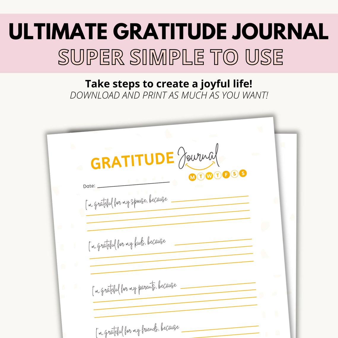Gratitude Journal Printable, Mindfulness Wellness Log, Gratitude ...