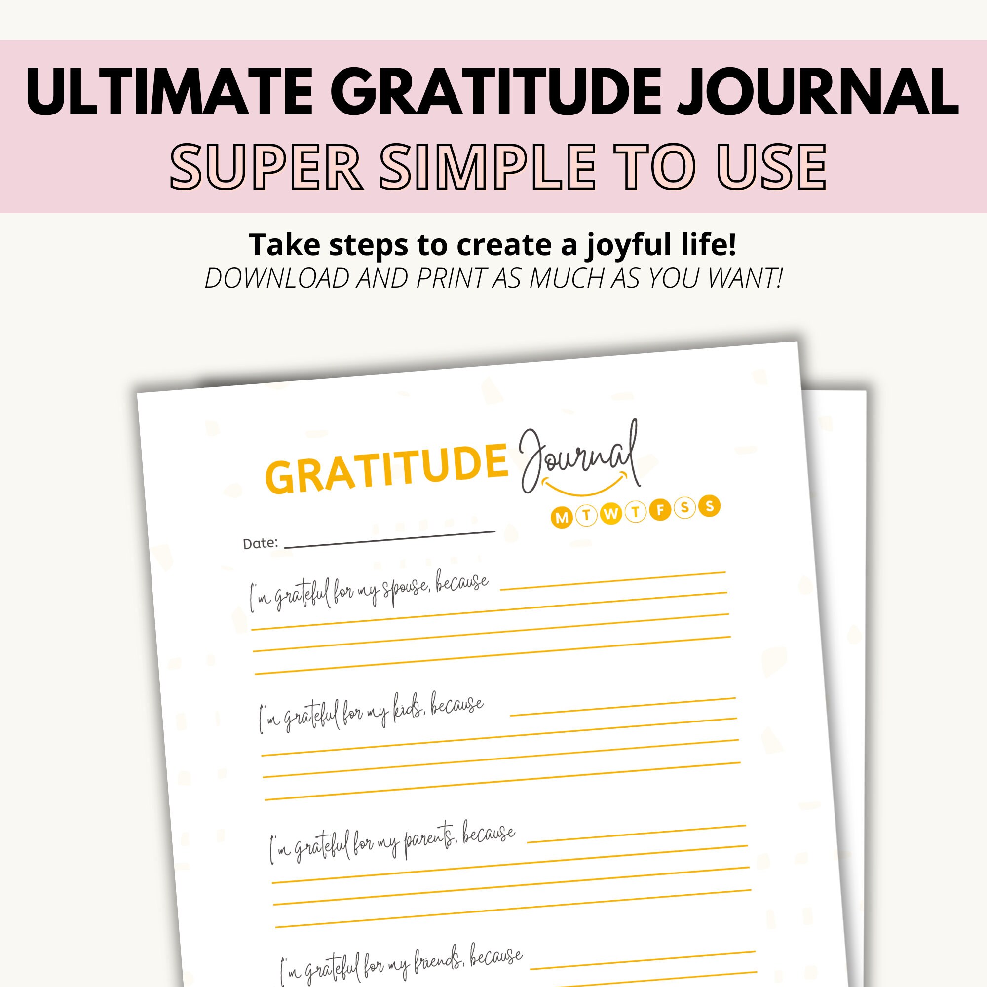 Gratitude Journal Printable Mindfulness Wellness Log - Etsy