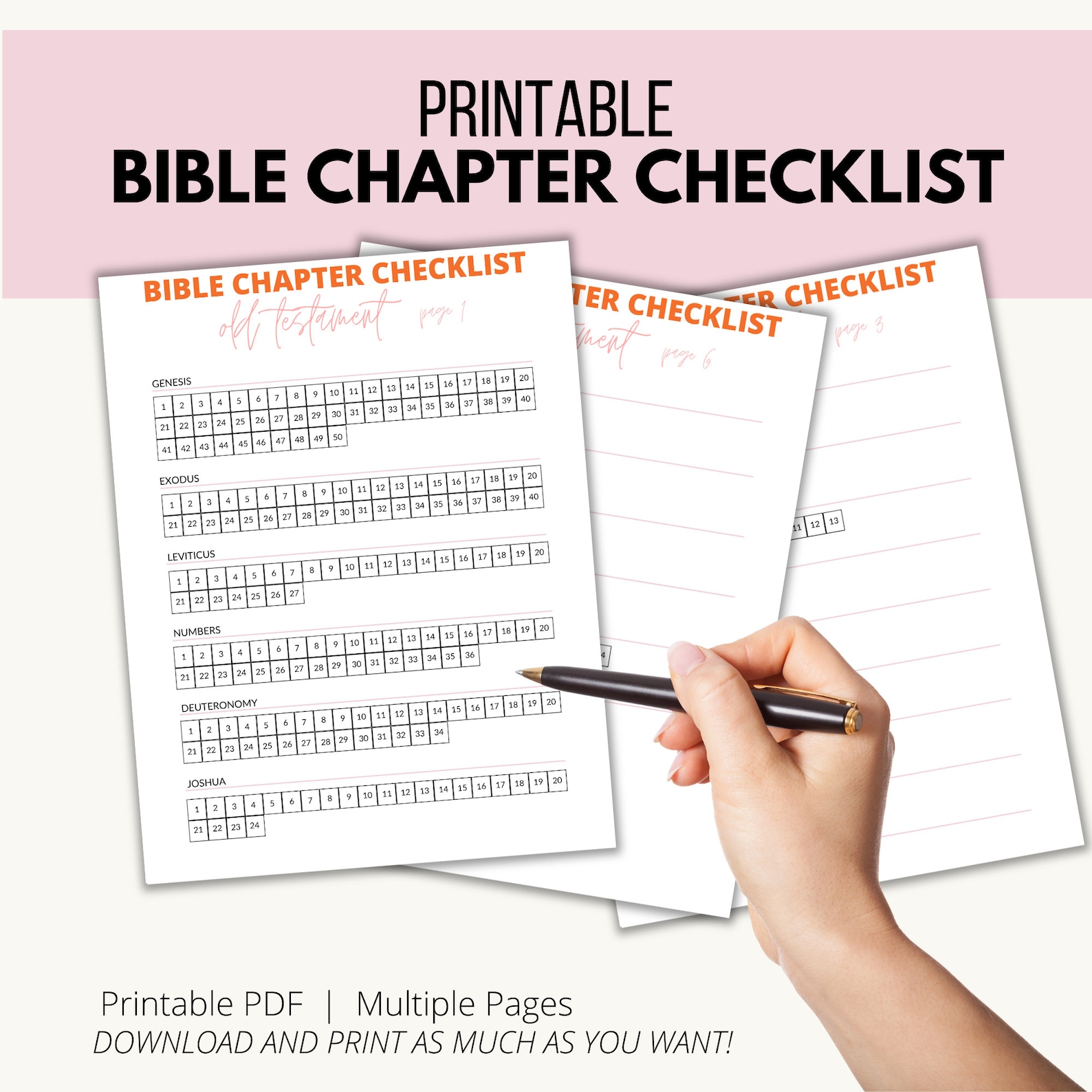 Bible Chapter Checklist Printable, Bible Journaling, Bible Tracker ...