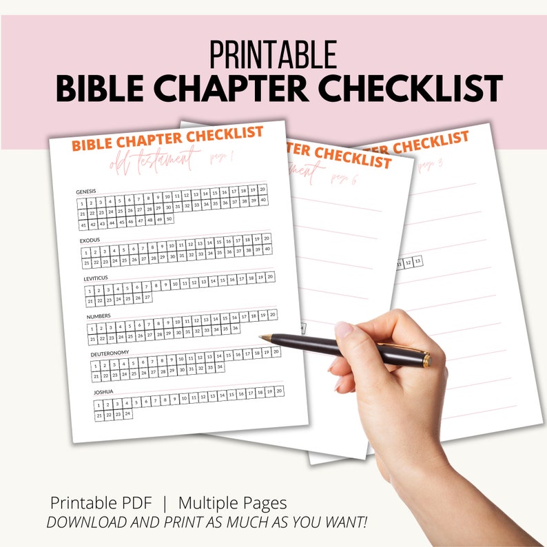 Bible Chapter Checklist Printable, Bible Journaling, Bible Tracker ...