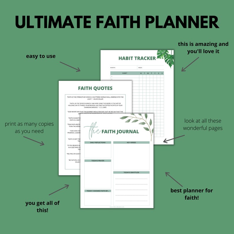 Ultimate Faith Planner Printable Bundle, Prayer Journal, Bible Reading ...