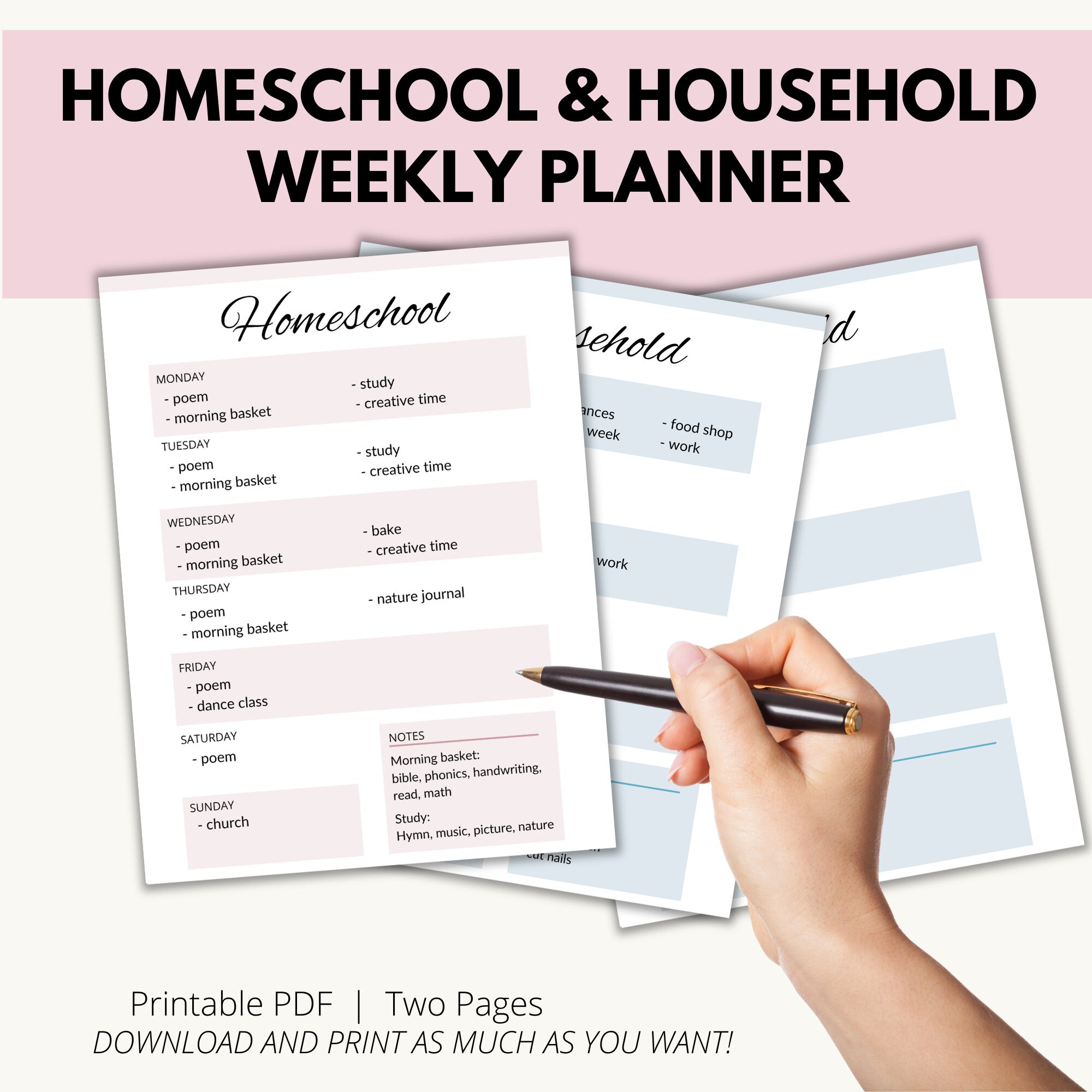 Homeschool Planner Printable, Daily Schedule, Daily Routine Schedule ...
