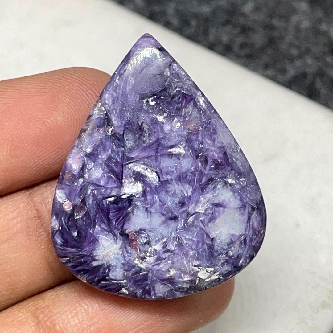 Rare Purple Lepidolite Mica AKA Lithium Mica Gemstone, Pear Cabochon ...