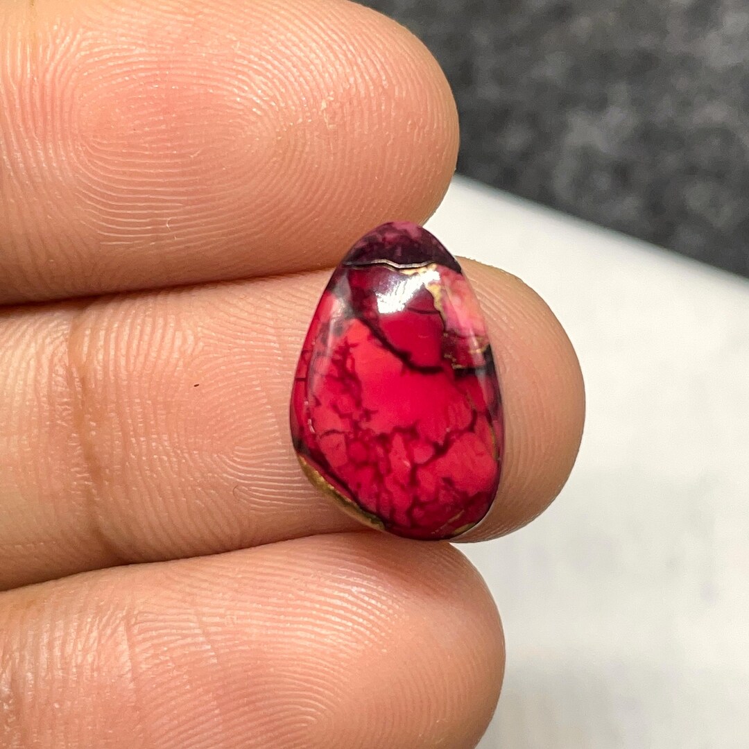 Red Rose Dahlia Mohave Turquoise, Freeform Cabochon, 15x10x4 MM, 5 CTS ...