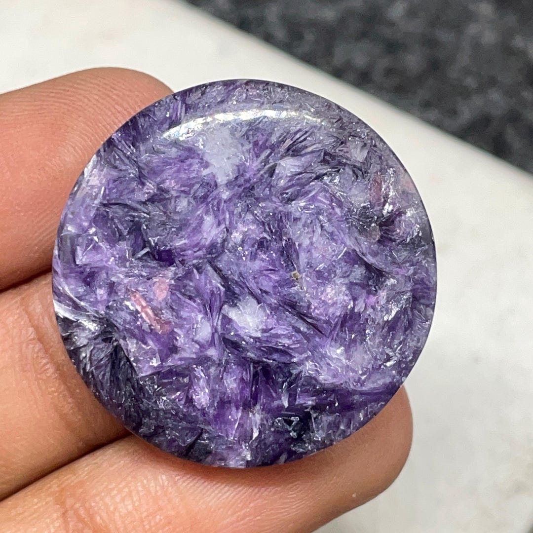 Rare Purple Lepidolite Mica AKA Lithium Mica Gemstone, Round Cabochon ...