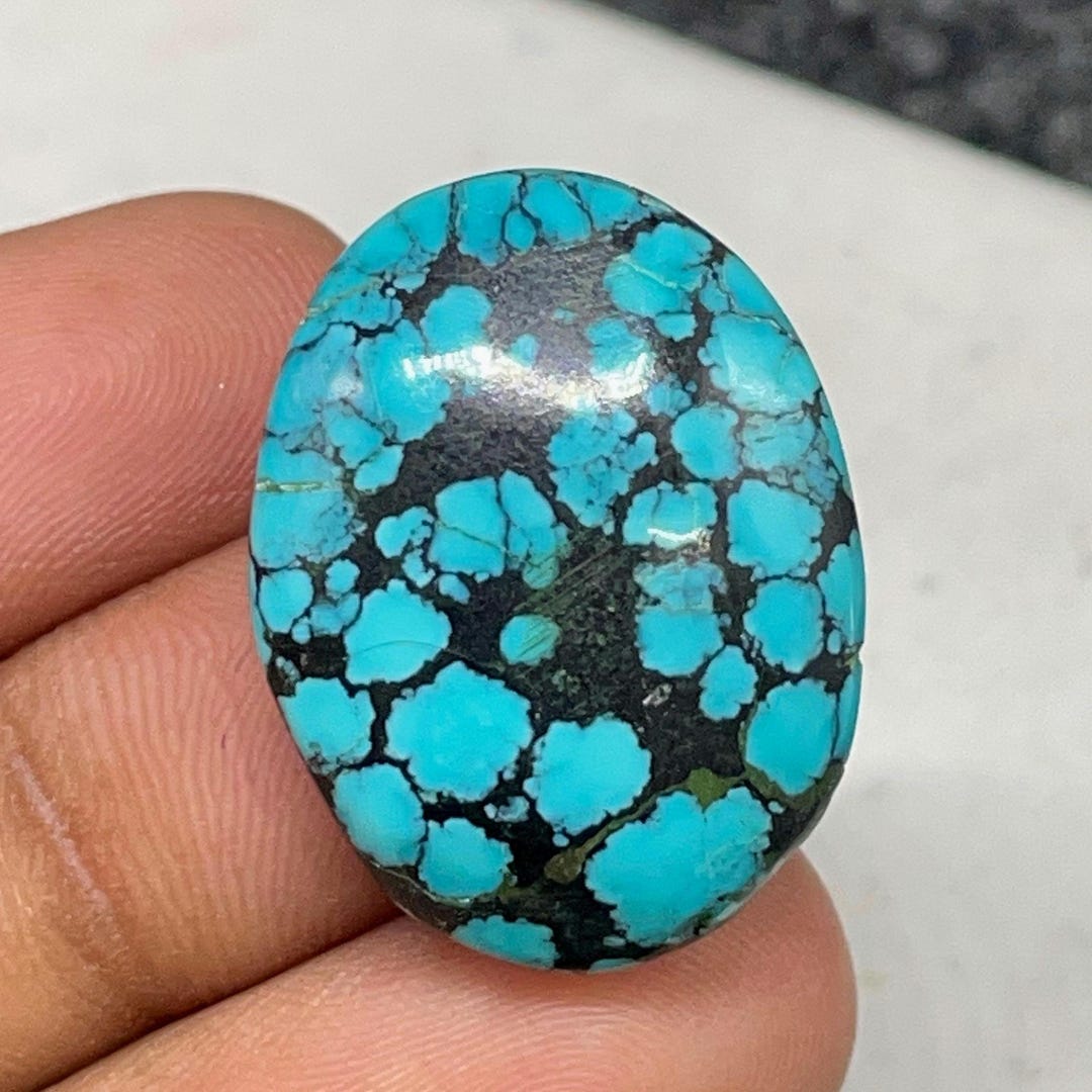 Blue Spiderweb Cloud Mountain Turquoise,oval Cabochon, 24x18x7 MM, 24 ...