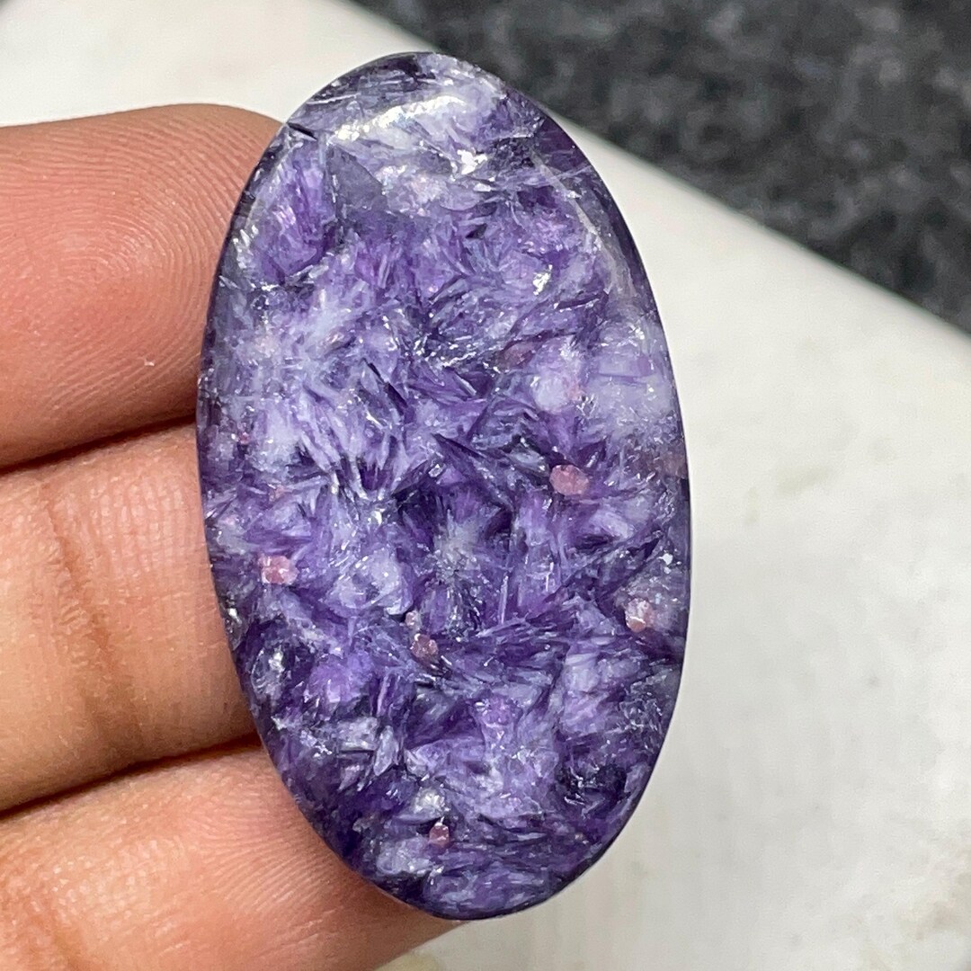 Rare Purple Lepidolite Mica AKA Lithium Mica Gemstone, Oval Cabochon ...