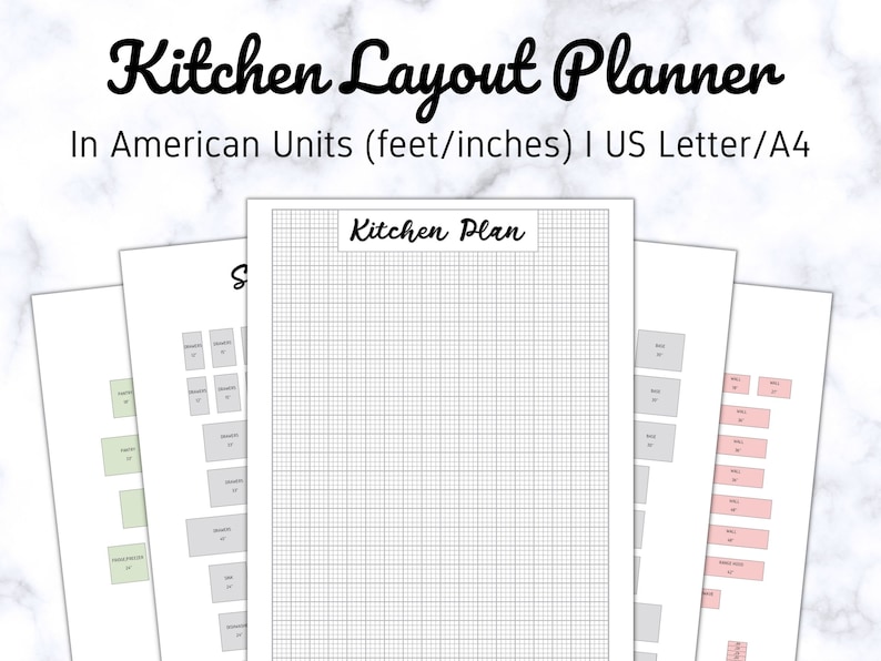 Kitchen Layout Room Planner - Design Your Dream Kitchen FT/IN - Etsy