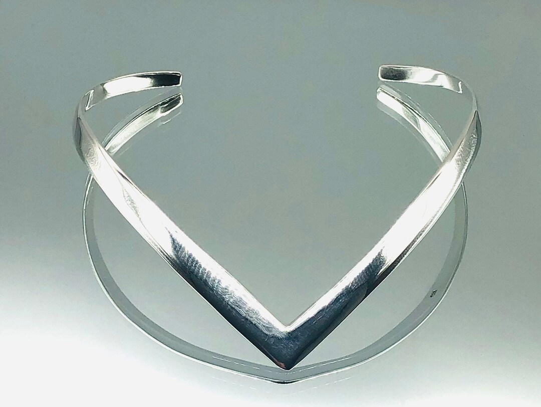 Sterling Silver V Shape Torque Collar Necklace Vintage - Etsy