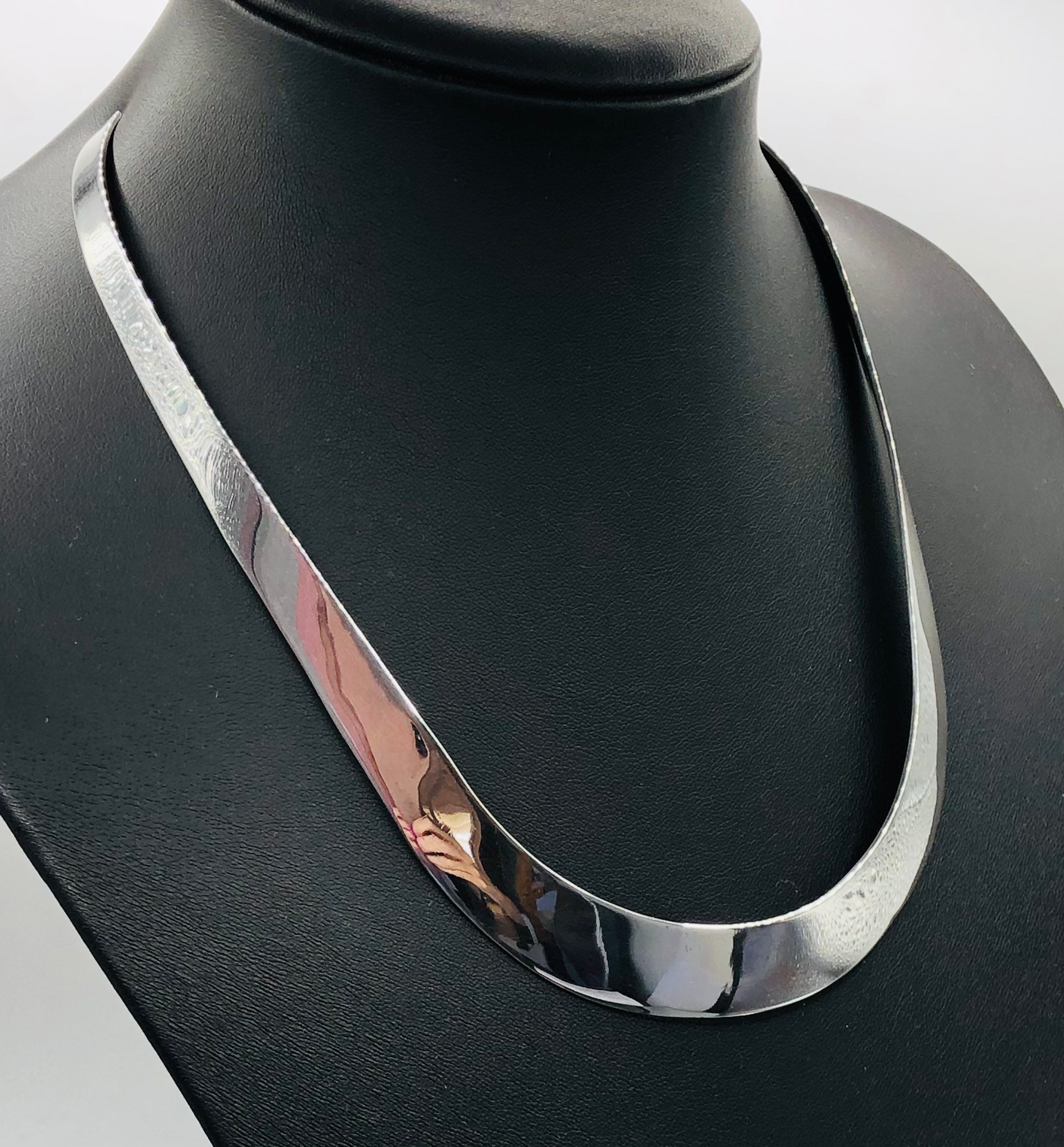 Sterling Silver Long Heavy Torque Collar Necklace Vintage - Etsy