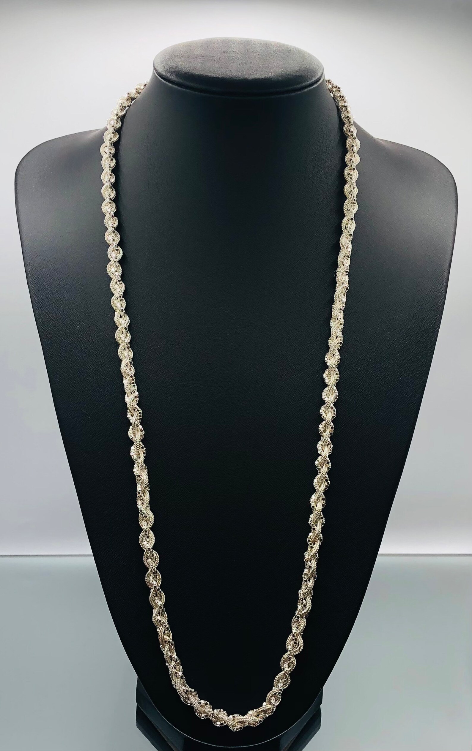 Sterling Silver Fancy Long Chain Necklace Vintage - Etsy