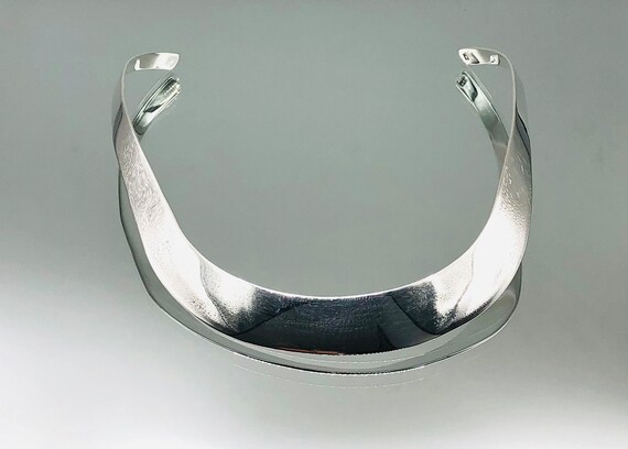 Sterling Silver Long Heavy Torque Collar Necklace Vin… - Gem