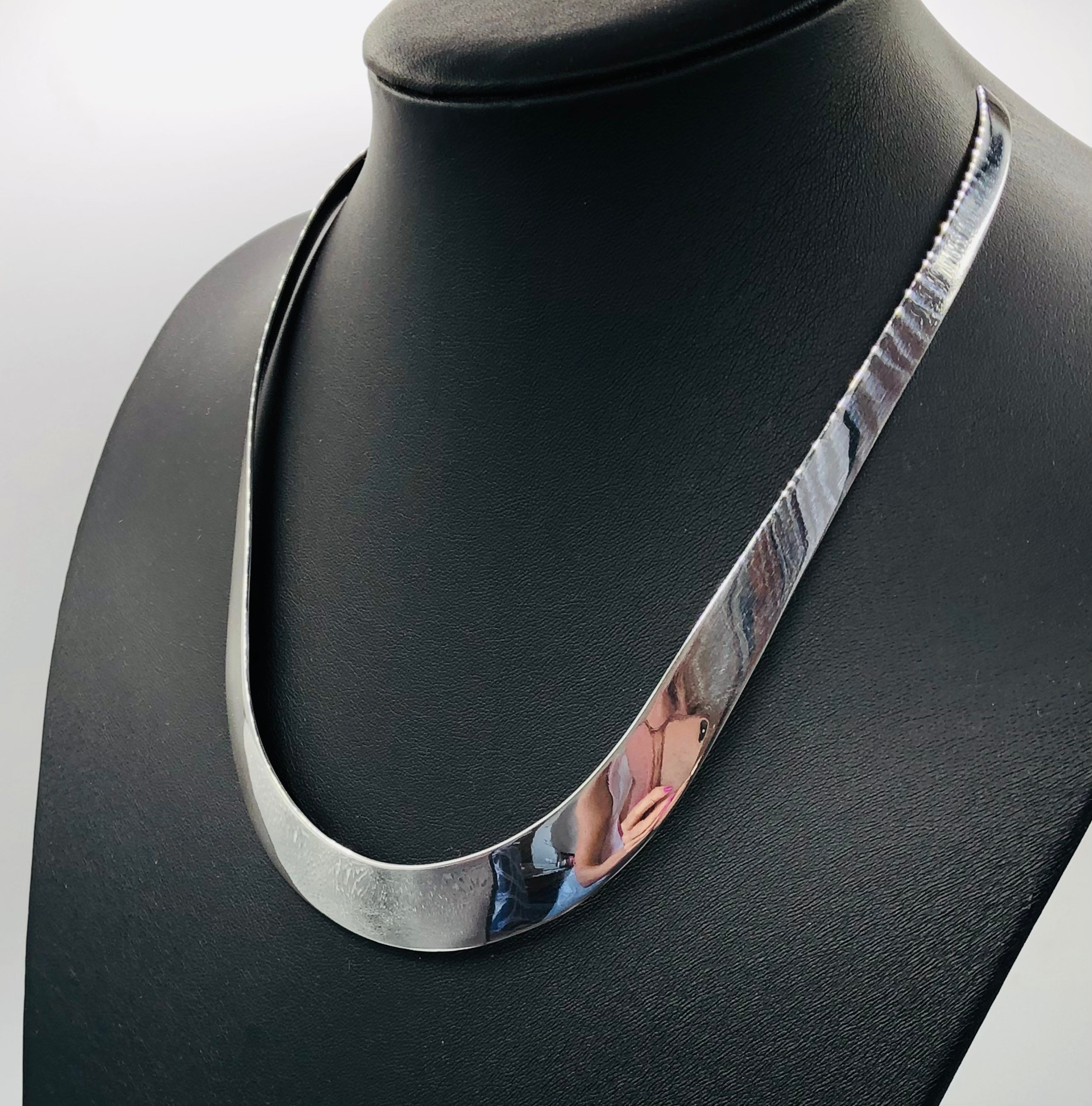 Sterling Silver Long Heavy Torque Collar Necklace Vintage - Etsy