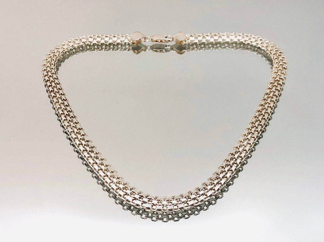 Sterling Silver Bismark Chain Necklace Vintage - Etsy