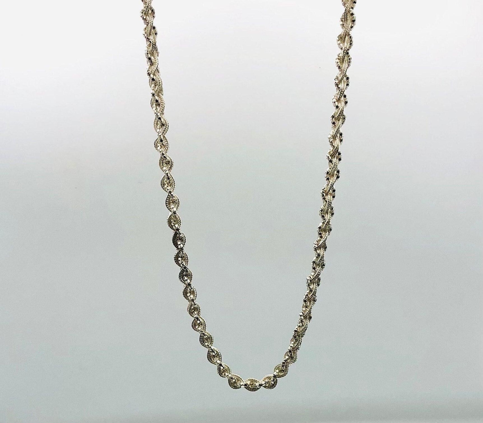 Sterling Silver Fancy Long Chain Necklace Vintage - Etsy