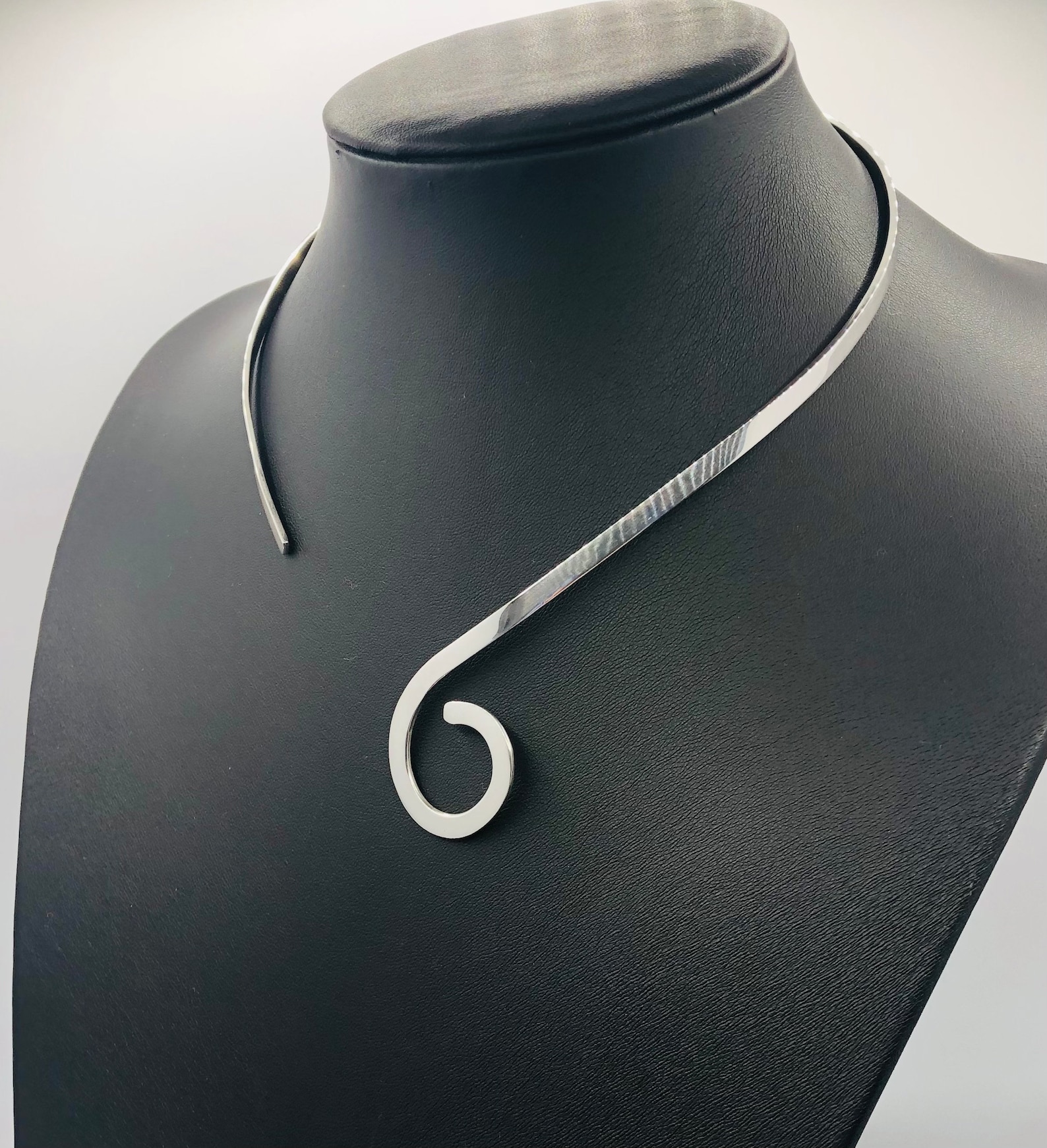 Sterling Silver Modernist Open Swirl Torque Collar Necklace Vintage - Etsy