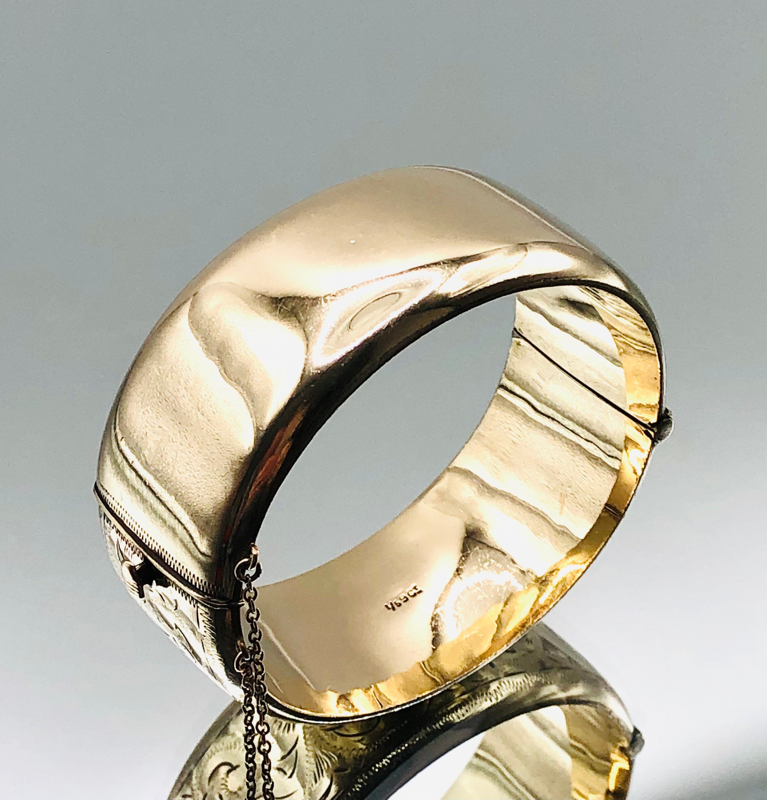 9ct Gold Metal Core / Rolled Gold Half Etched Bangle Vintage - Etsy UK