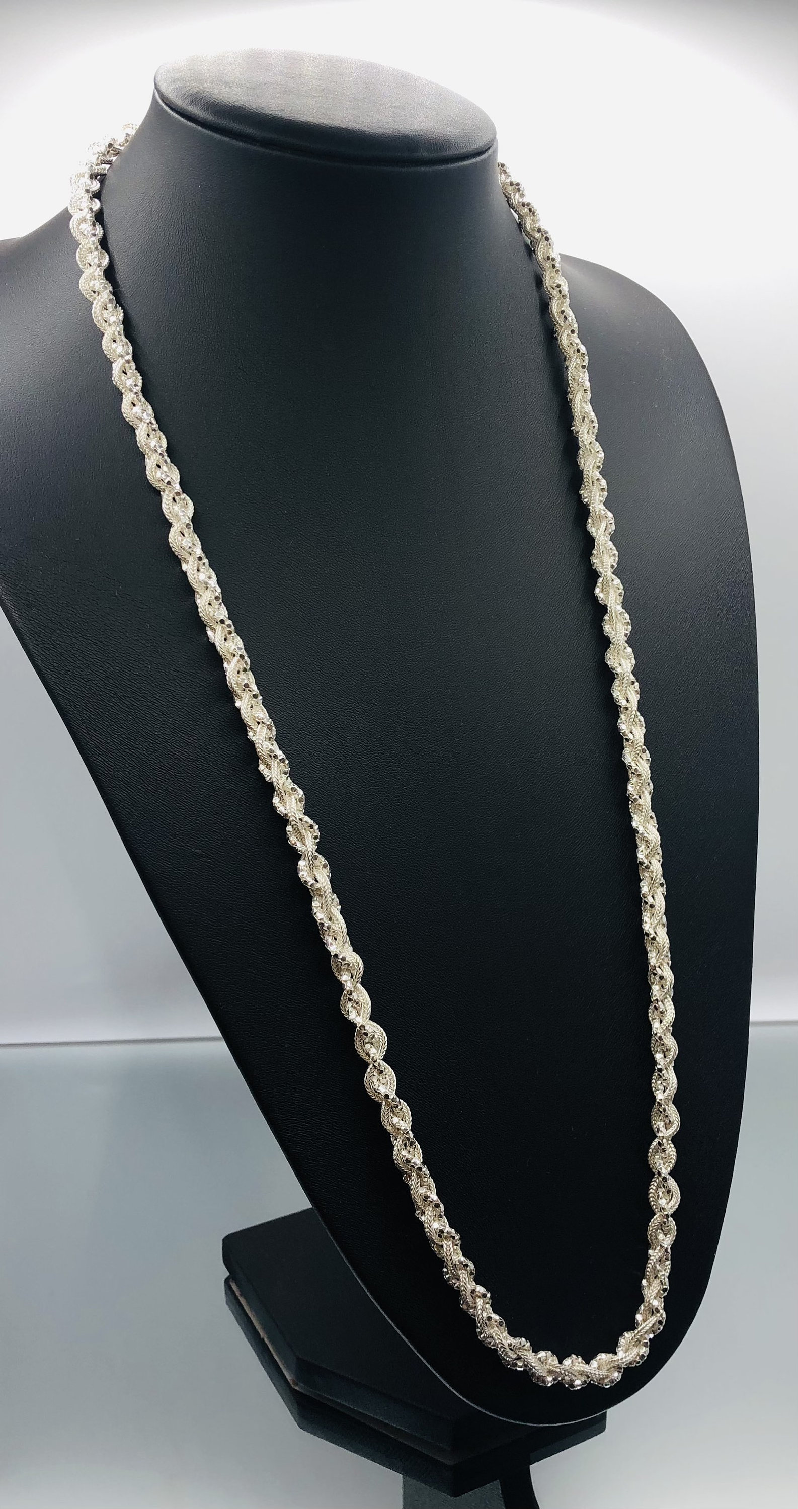 Sterling Silver Fancy Long Chain Necklace Vintage - Etsy