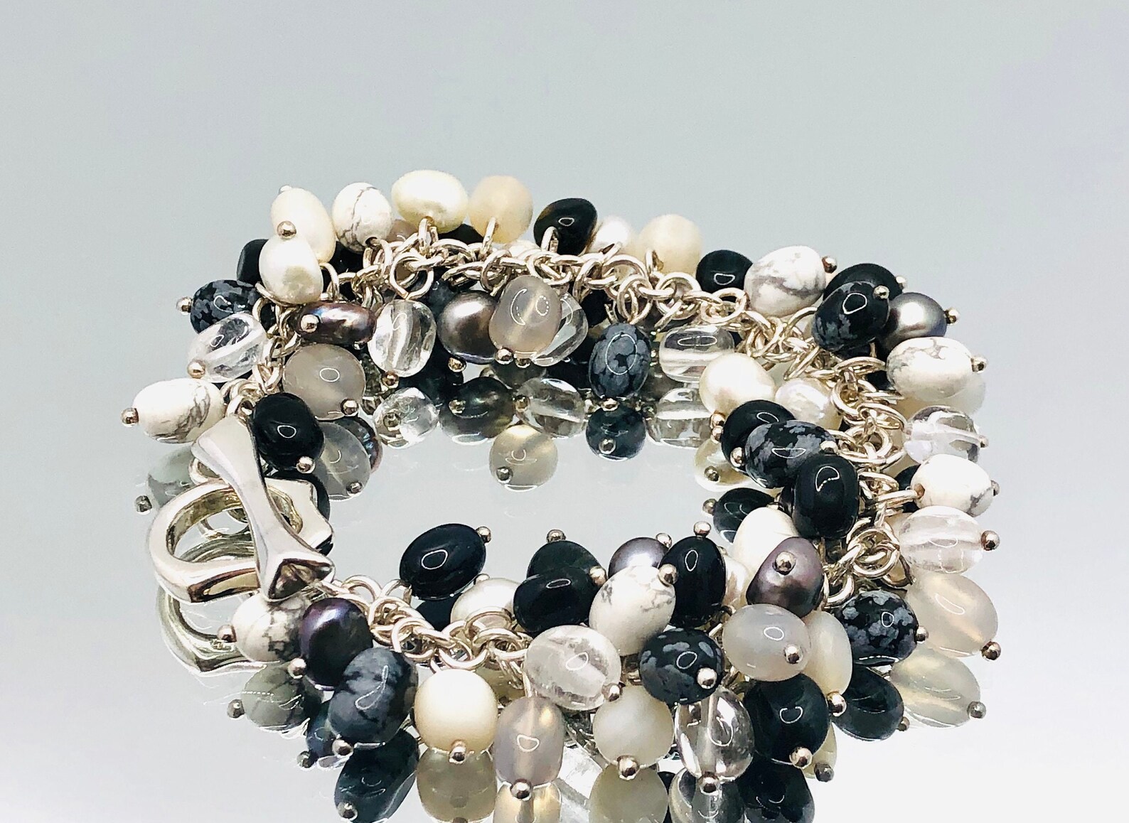 Whitney Kelly Sterling Silver Quartz Pearl Tassel Toggle Bracelet 2006 ...