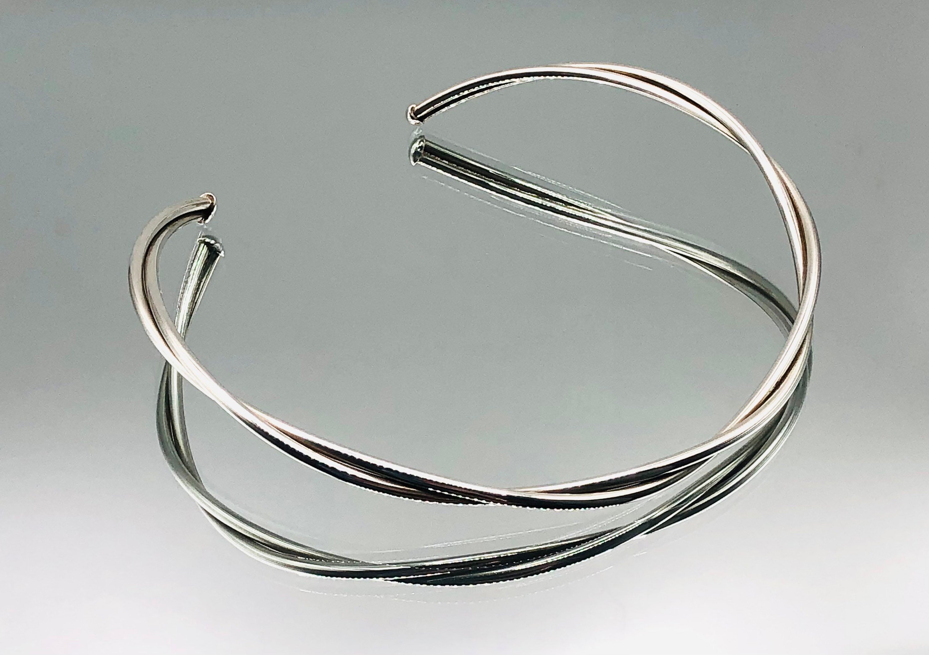 Sterling Silver Two Twist Strand Torque Collar Necklace - Etsy