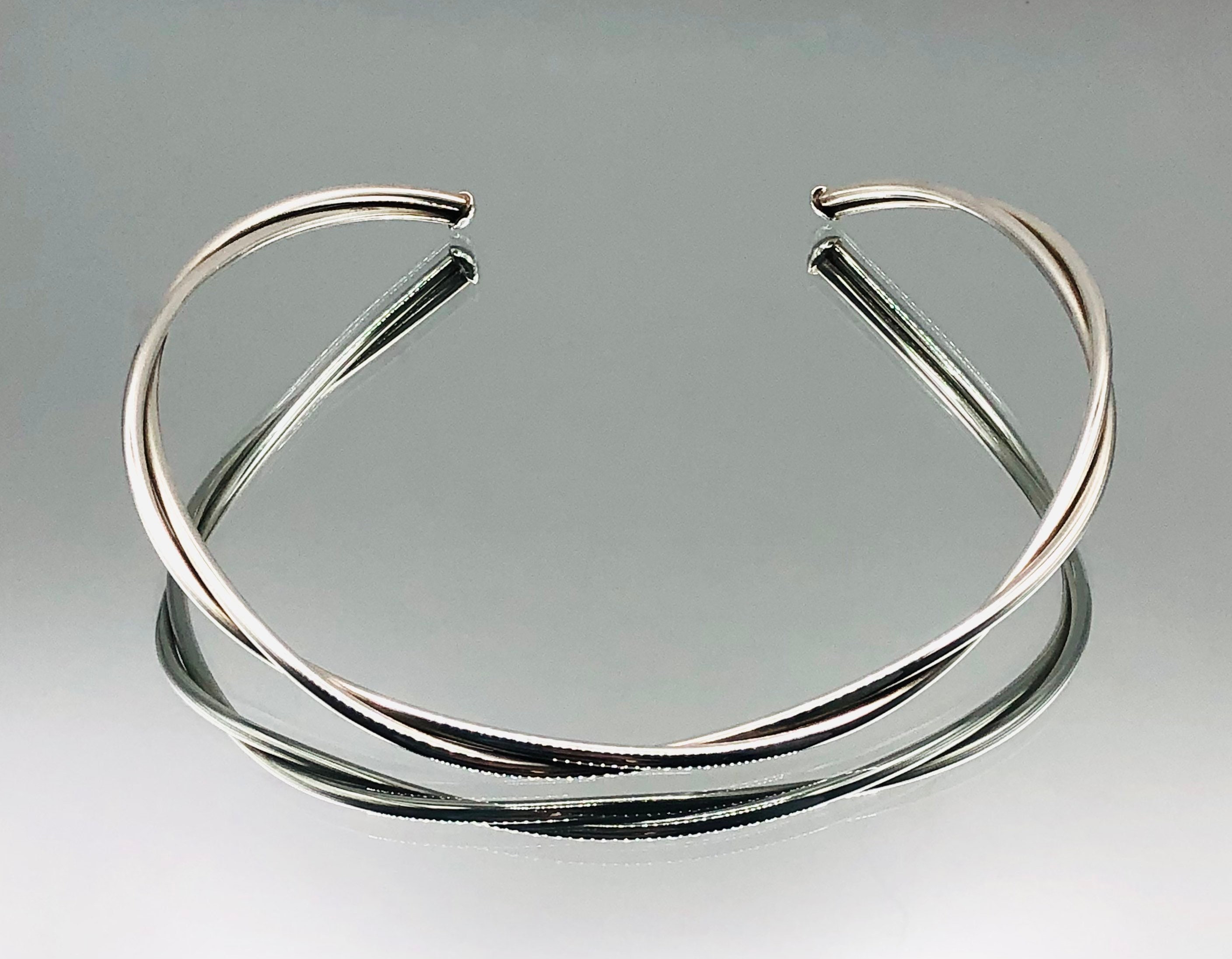 Sterling Silver Two Twist Strand Torque Collar Necklace - Etsy