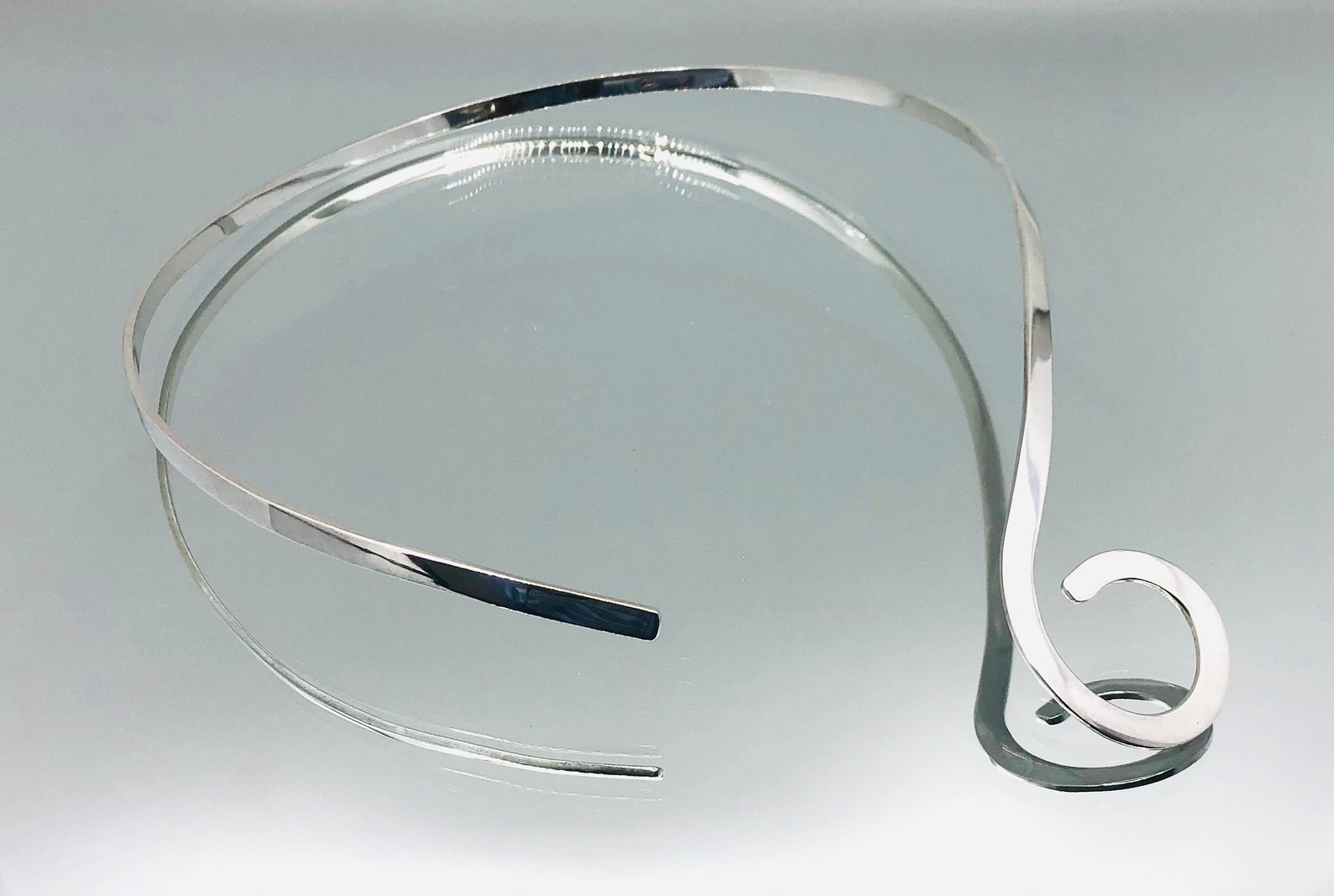 Sterling Silver Modernist Open Swirl Torque Collar Necklace Vintage - Etsy