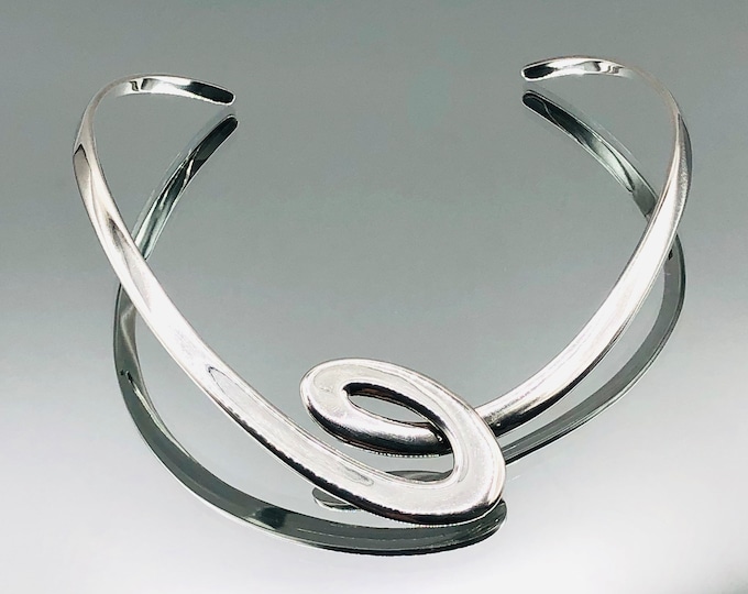 Sterling Silver Swirl Torque Collar Necklace Vintage - Etsy