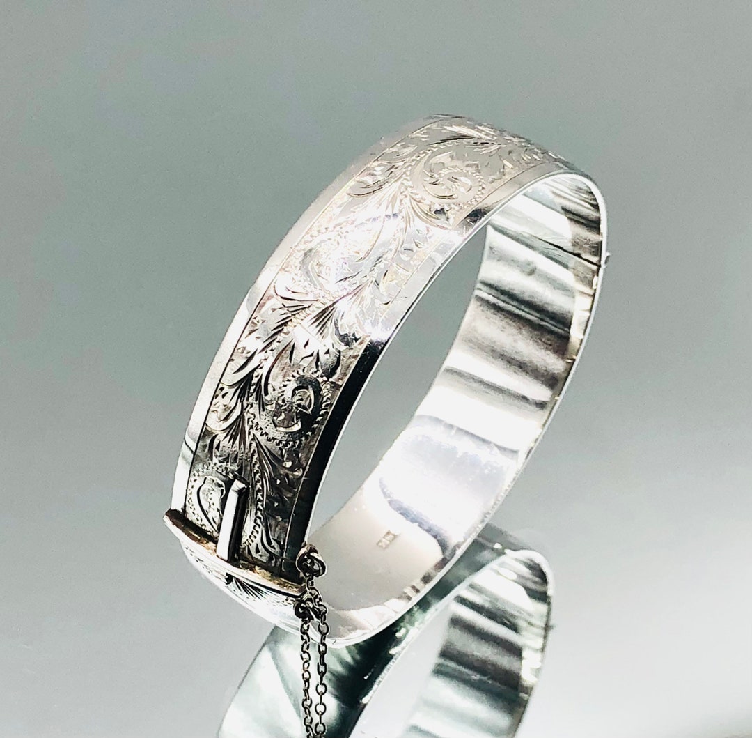 Henry Griffith & Sons Sterling Silver Heavy Half Etched Scroll - Etsy