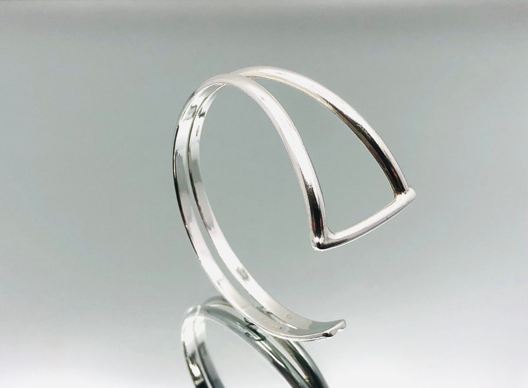 Sterling Silver Oar Shaped Cuff Bangle Vintage - Etsy