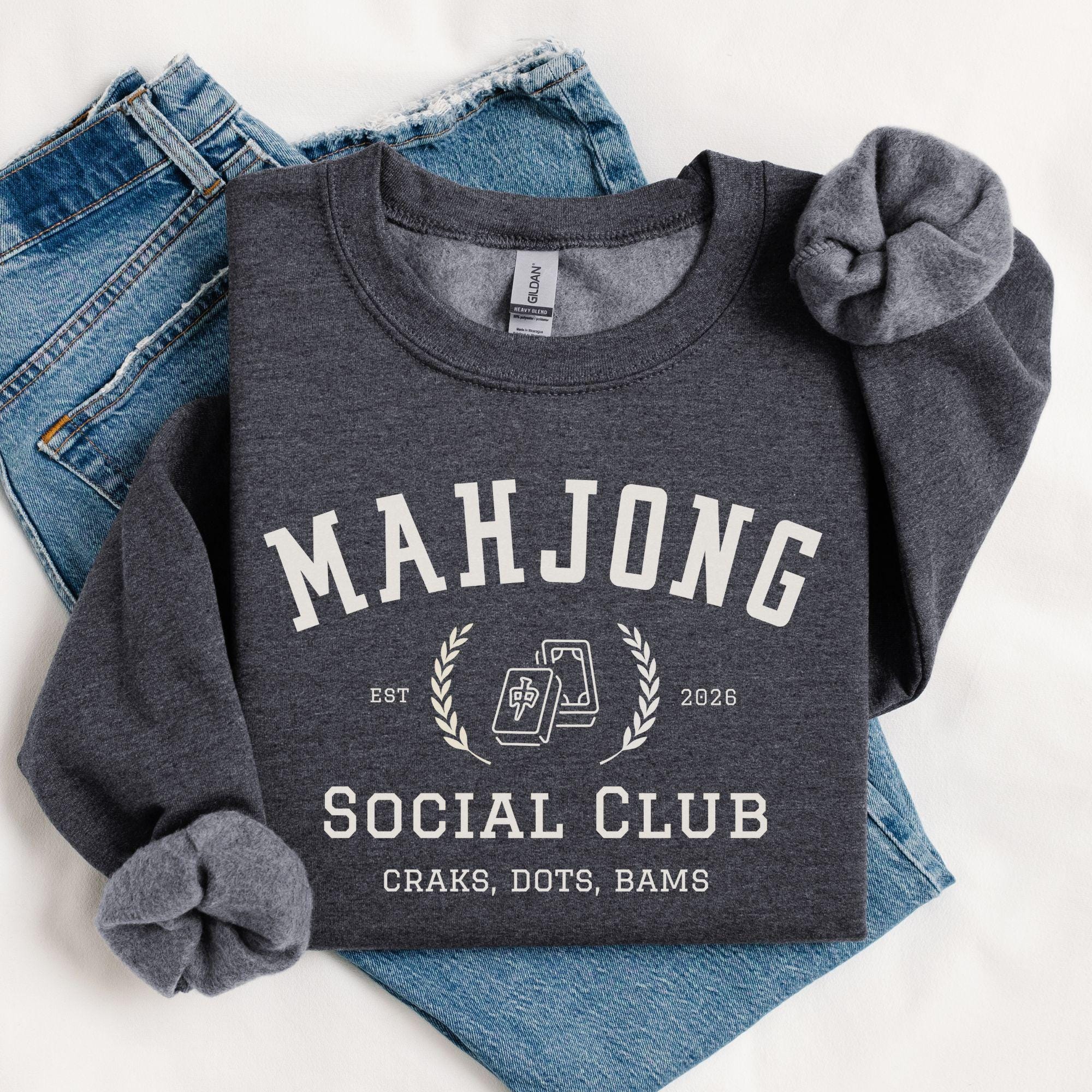 Mahjong Sweatshirt, Mahjong Lover Gift, Mahjong Social Club Sweatshirt ...