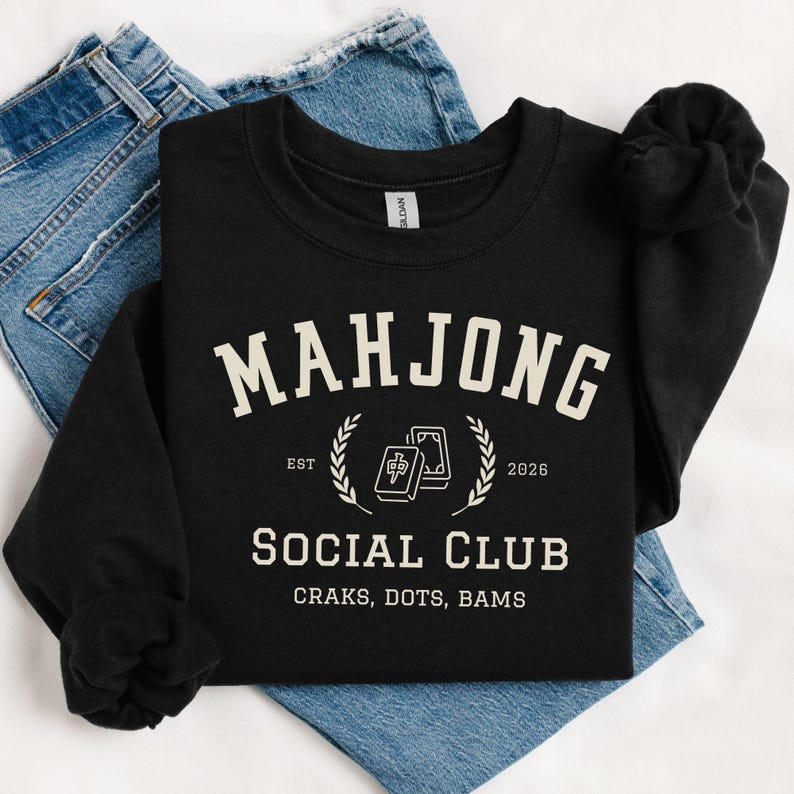 Mahjong Sweatshirt, Mahjong Lover Gift, Mahjong Social Club Sweatshirt ...