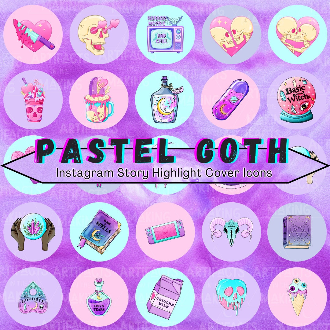 25 Pastel Goth Witchy Insta Highlight Cover Icons | Instant Download ...