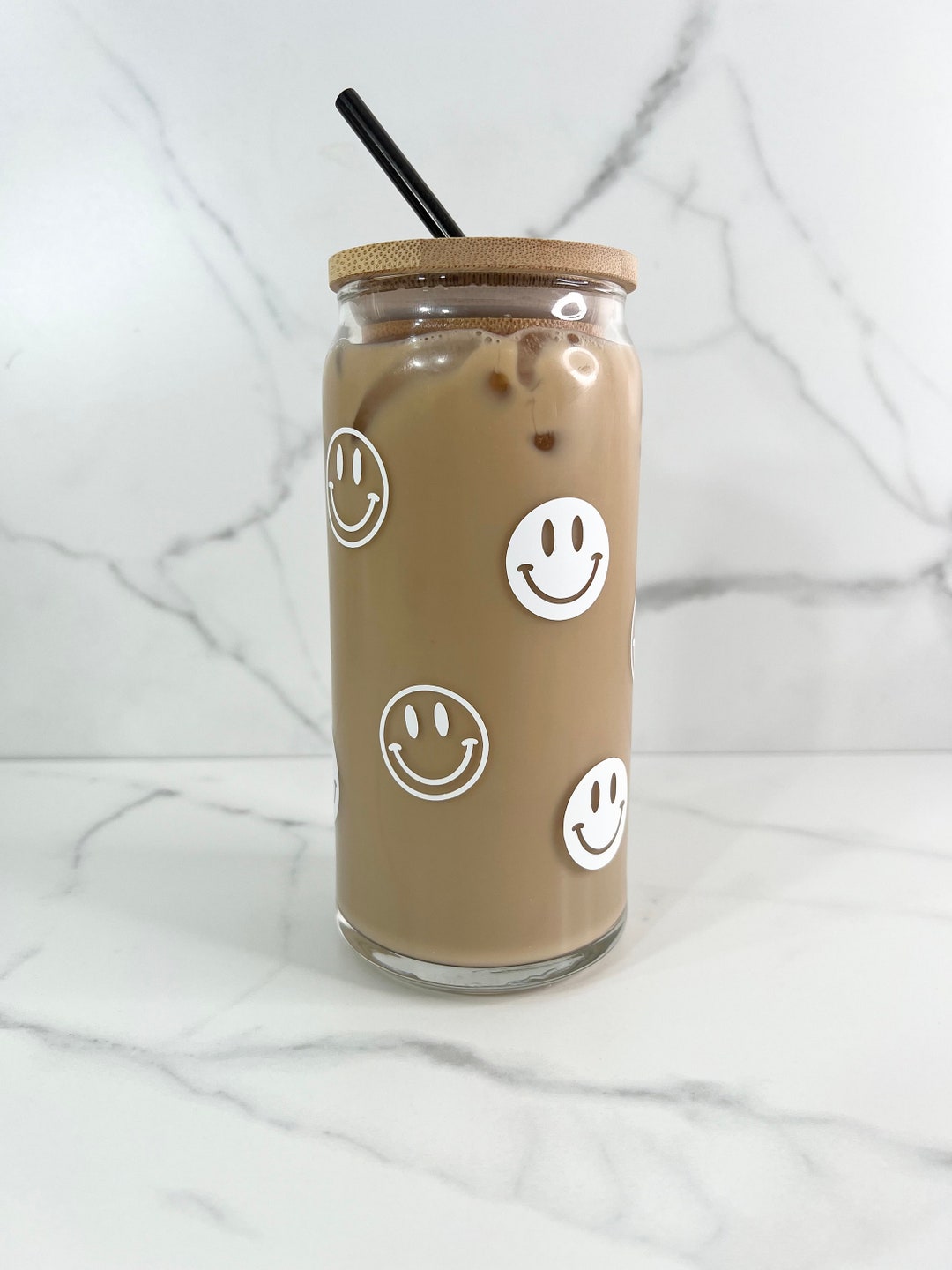 Smiley Face Glass Cup - Etsy