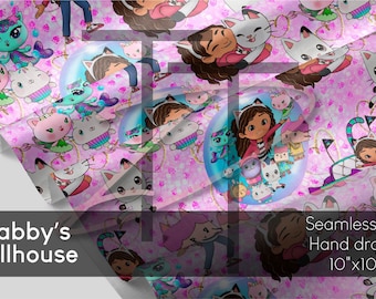 Gabby Digital Paper, Gabbys Seamless Pattern, Dollhouse Seamless ...