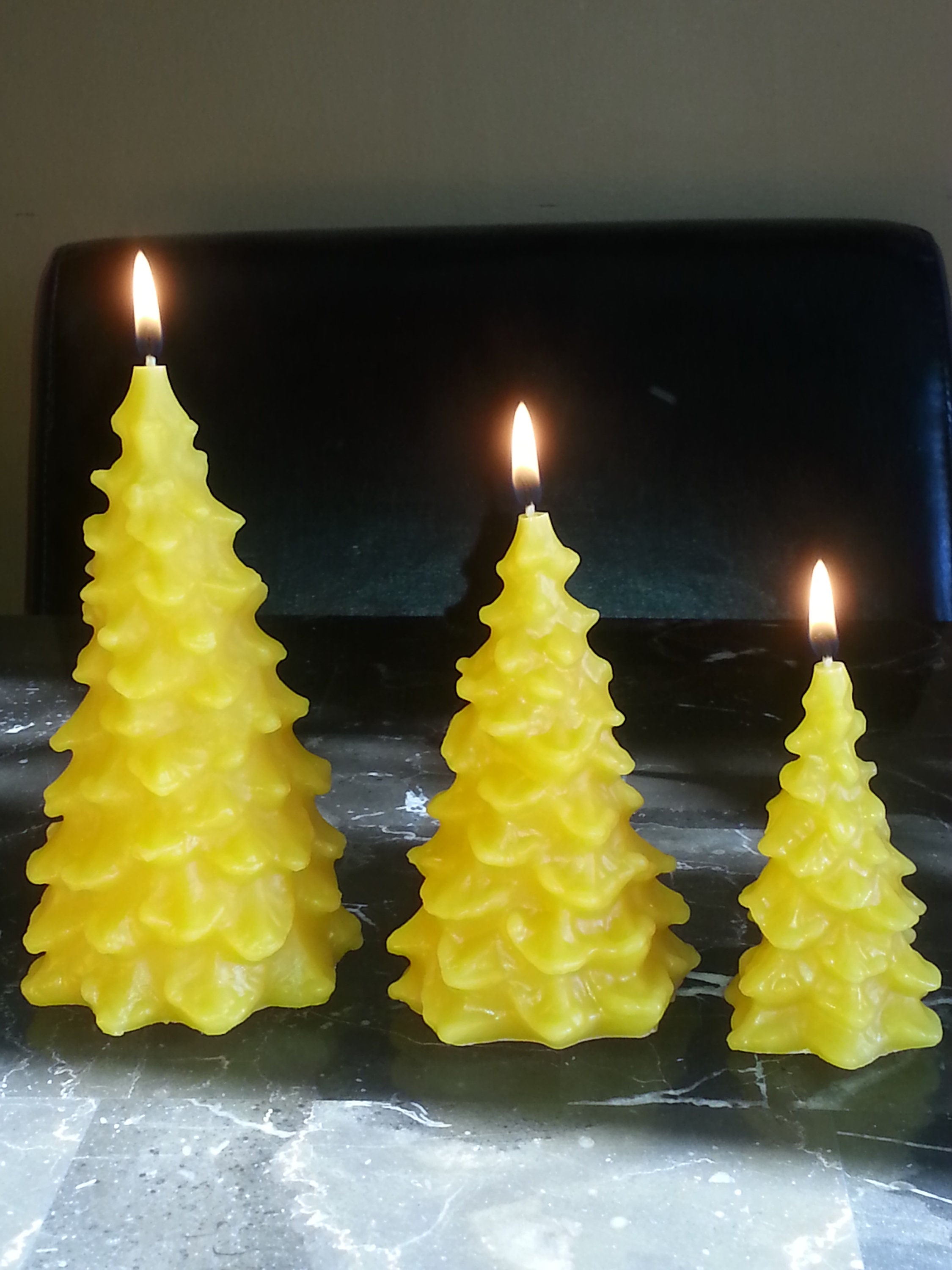 Set of 3 Beeswax Tree Candles - Etsy