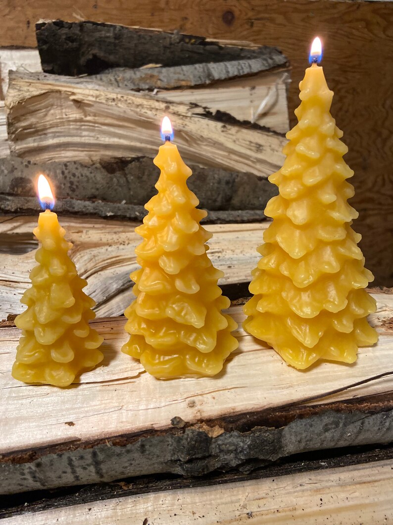 Set of 3 Beeswax Tree Candles - Etsy