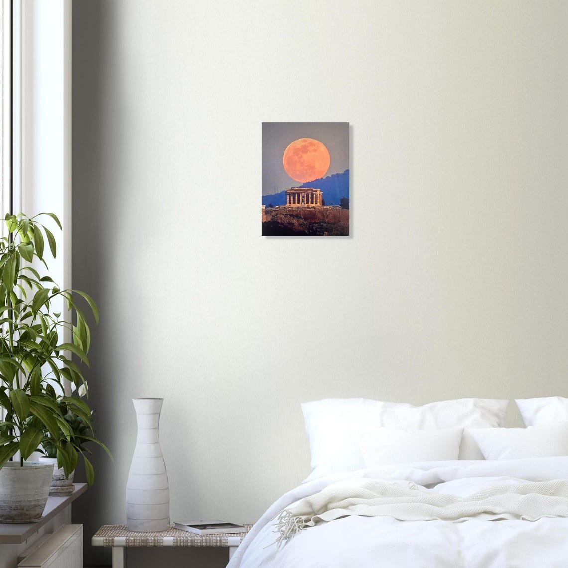 Full Moon Over Acropolis Poster, Athens Greece Poster, Ancient Temple ...