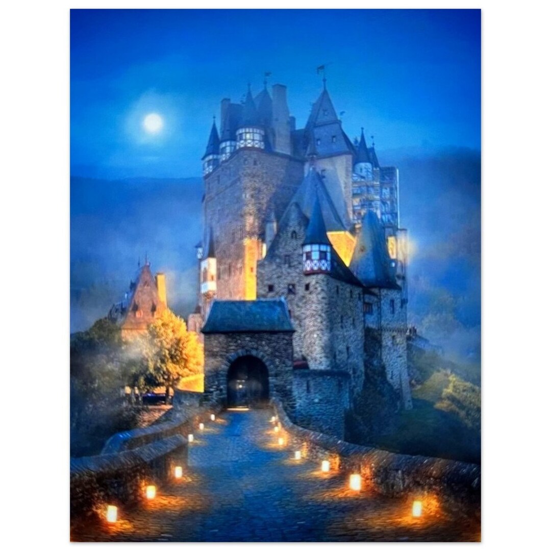 German Castle at Night Poster, Germany Poster - Etsy