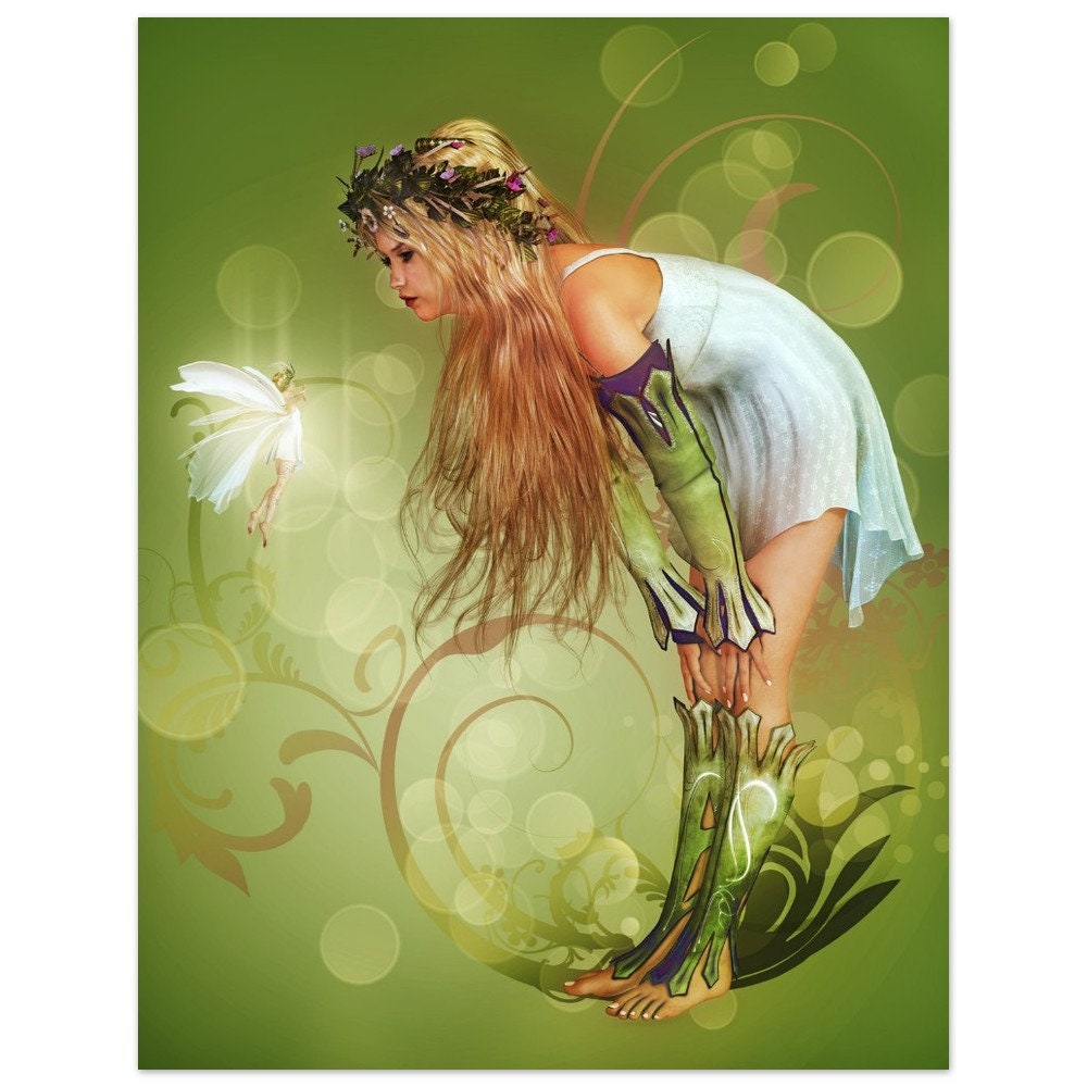 Fairy Poster, Girl Looking at Fairy Poster, Fantasy Art Poster ...