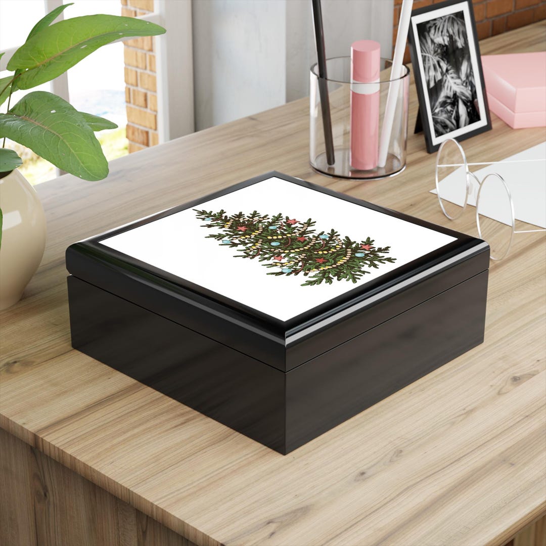 Christmas Tree Jewelry Box - Festive Rubberwood Storage - Etsy