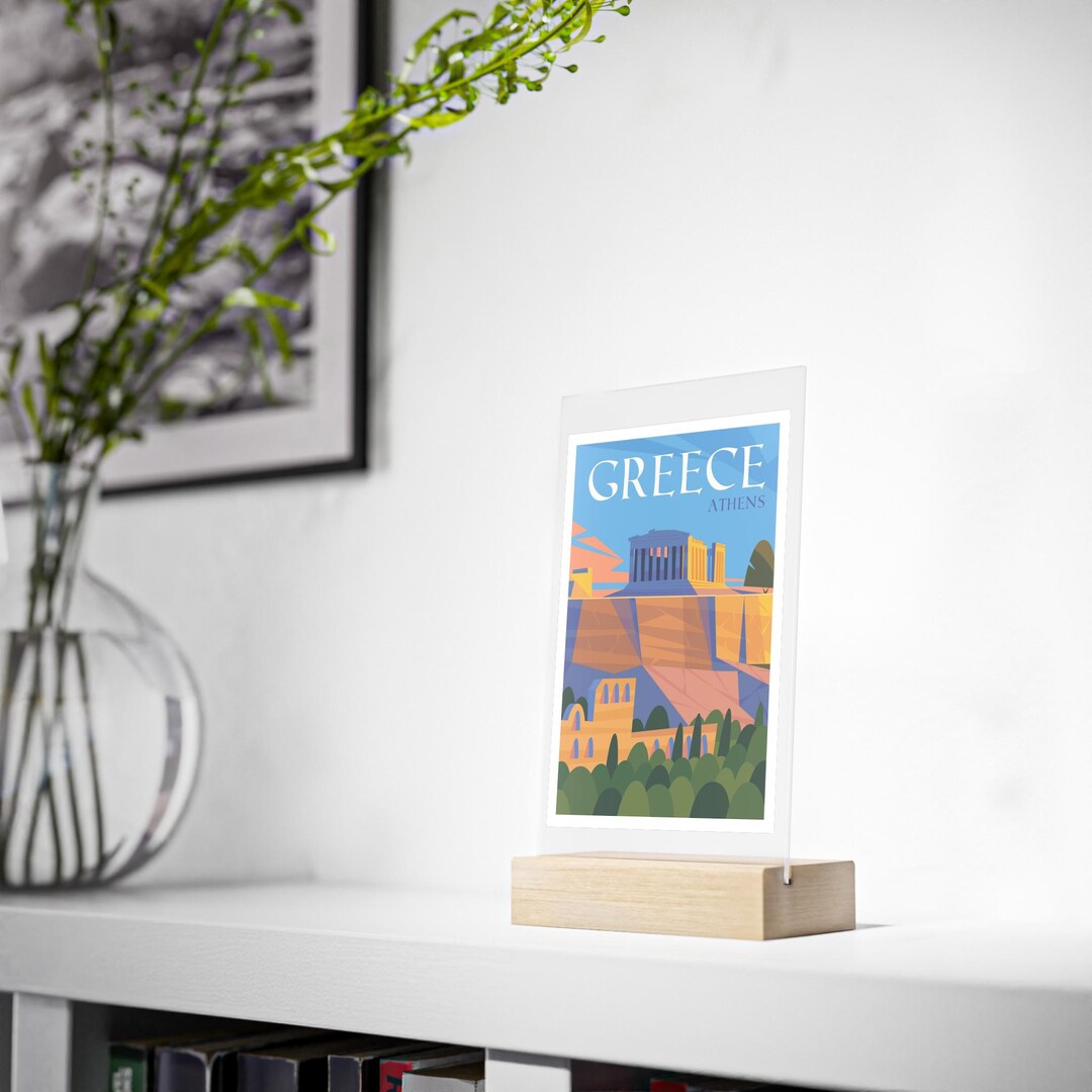 Acrylic Art Display, Greece Athens Decor, Home Decor, Travel Love Gift ...