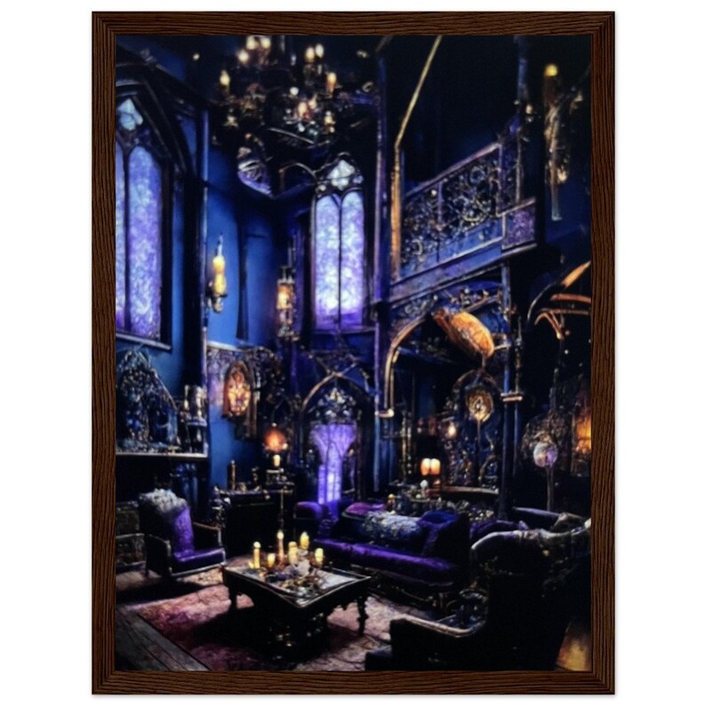 Gothic Livingroom Framed Poster, Gothic Art Poster, Wood Framed Poster ...