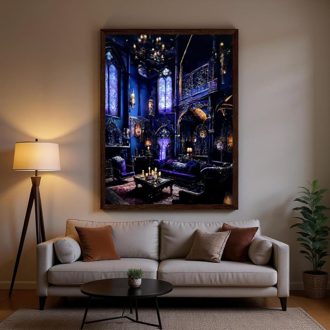 Gothic Livingroom Framed Poster, Gothic Art Poster, Wood Framed Poster ...
