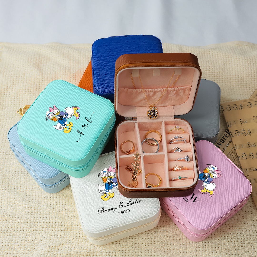 Donald Duck & Daisy Custom Travel Jewelry Box With Couple Names,cartoon ...