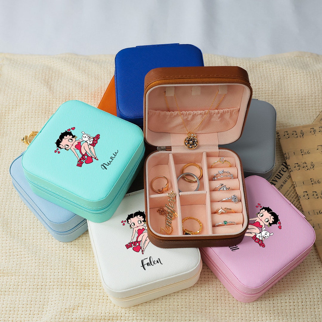 Betty Boop Cartoon Custom Name Travel Jewelry Box for Girl,bundle ...