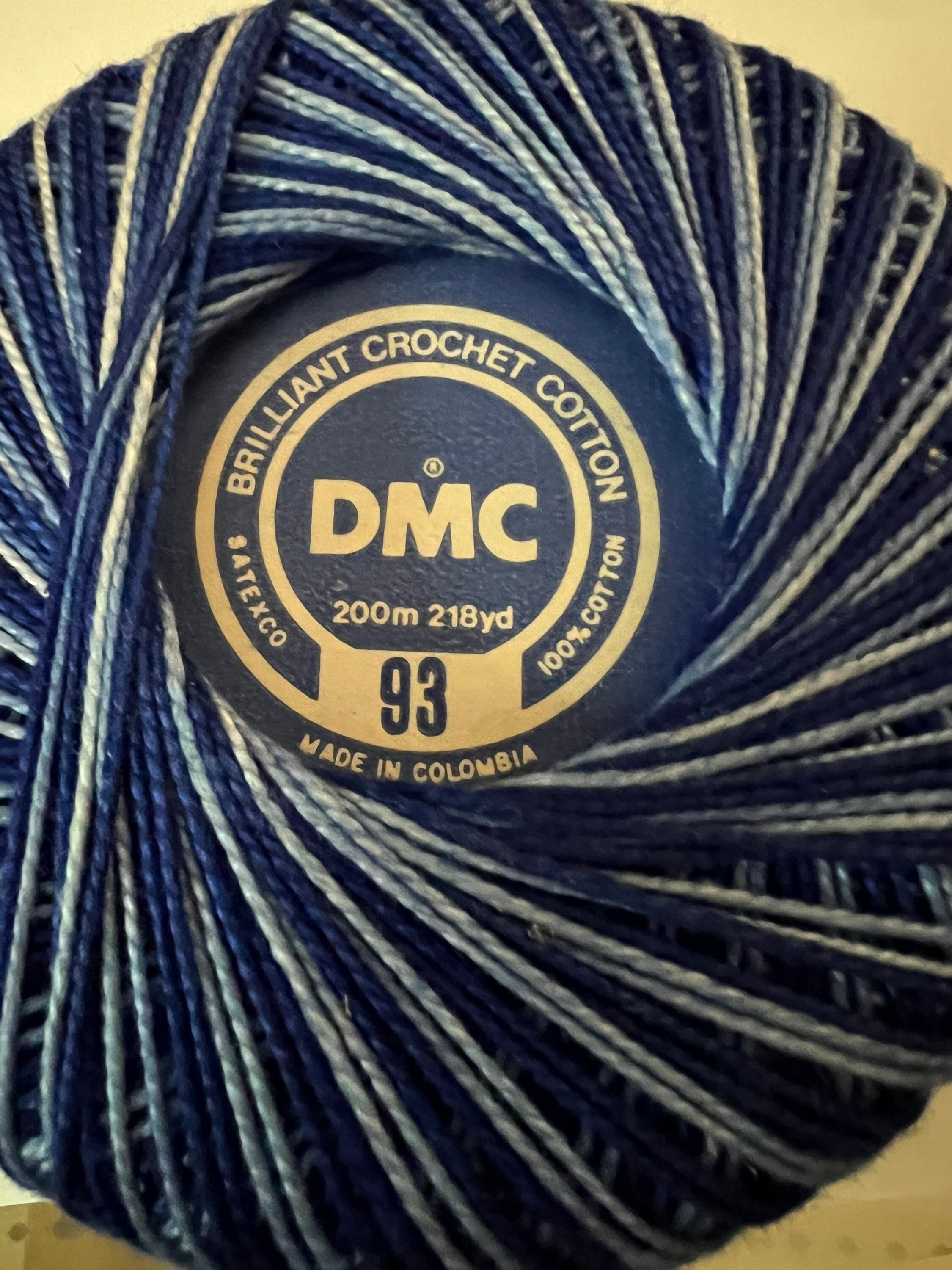 DMC Brilliant Crochet Cotton Newvariegated Corn Flower Blue #93- One ...