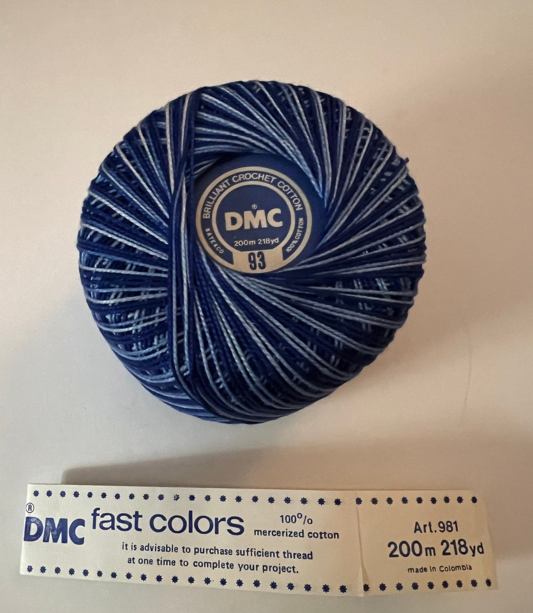 DMC Brilliant Crochet Cotton Newvariegated Corn Flower Blue #93- One ...